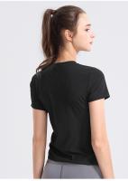 China Custom Black Crew Neck T Shirt Women Athletic Polyester Spandex 180g XS-5XL for sale