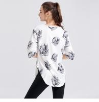 China Women's 3/4 Sleeve Loose Fit T Shirts XS-5XL Polyester Spandex 180g Custom Logo for sale
