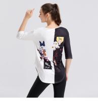 China Women's 3/4 Sleeve Loose Fit T Shirts XS-5XL Polyester Spandex 180g Custom Logo for sale