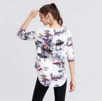 China Women's 3/4 Sleeve Loose Fit T Shirts XS-5XL Polyester Spandex 180g Custom Logo for sale