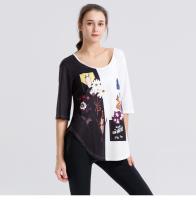 China Women's 3/4 Sleeve Loose Fit T Shirts XS-5XL Polyester Spandex 180g Custom Logo for sale