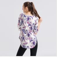 China Women's 3/4 Sleeve Loose Fit T Shirts XS-5XL Polyester Spandex 180g Custom Logo for sale