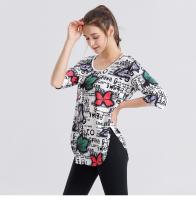 China Women's 3/4 Sleeve Loose Fit T Shirts XS-5XL Polyester Spandex 180g Custom Logo for sale