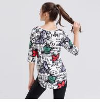 China Women's 3/4 Sleeve Loose Fit T Shirts XS-5XL Polyester Spandex 180g Custom Logo for sale