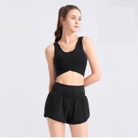 China Custom Tight Fit Sexy Back Sports Bra and Shorts Set 250g Polyester Spandex for sale