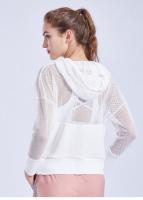 China ODM Women Mesh Splice Lightweight Running Hoodie Polyester Spandex 200g Custom Size XS-5XL for sale