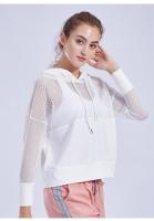 China ODM Women Mesh Splice Lightweight Running Hoodie Polyester Spandex 200g Custom Size XS-5XL for sale