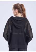 China ODM Women Mesh Splice Lightweight Running Hoodie Polyester Spandex 200g Custom Size XS-5XL for sale