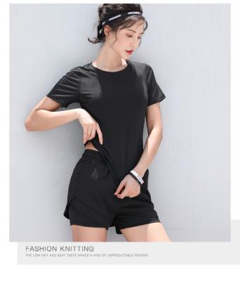 China Custom Women Mesh Splice Short Sleeve Sports Shirts Nylon Spandex 170g XS-5XL for sale