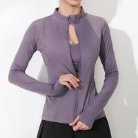 China Custom Women Zip Up Sweat Shirts Nylon Spandex 210g Fitness Long Sleeve for sale