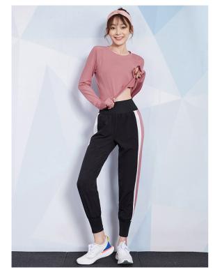 China Custom OEM Women Elastic Band Splice Side Jogger Pants 200g Polyester Spandex for sale