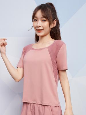 China 180g Women's Athletic Mesh Splice Short Sleeve Round Neck T Shirt Custom Sizes XS-5XL for sale