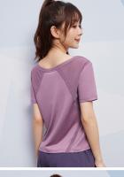 China 180g Women's Athletic Mesh Splice Short Sleeve Round Neck T Shirt Custom Sizes XS-5XL for sale