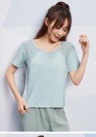 China 180g Women's Athletic Mesh Splice Short Sleeve Round Neck T Shirt Custom Sizes XS-5XL for sale