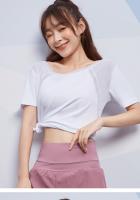 China 180g Women's Athletic Mesh Splice Short Sleeve Round Neck T Shirt Custom Sizes XS-5XL for sale