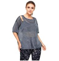 China Women Plus Size Quick Dry Yoga T Shirt 140g Polyester Spandex Custom Logo OEM for sale