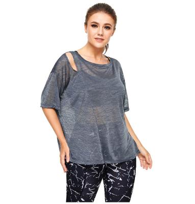 China Women Plus Size Quick Dry Yoga T Shirt 140g Polyester Spandex Custom Logo OEM for sale