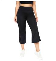 China OEM ODM Plus Size Yoga Crop Pants Black High Waist 200g Polyester Spandex for sale