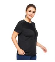 China Custom OEM Women Plus Size Yoga T Shirt Quick Dry Nylon Spandex 180g Moisture Wicking for sale