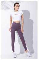 China Women's Yoga Crop Top Short Sleeve Back Cut Out Workout Top 250g Nylon Spandex for sale