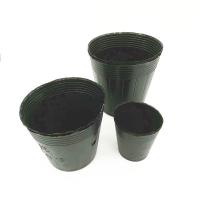 China Custom Size Black PVC PS Plastic Soft Flower Nutrition Pot For Planting for sale