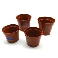 China Hydroponics PP Bonsai 85mm Orange Plastic Flower Pots With Label for sale