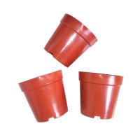 China Hydroponics PP Bonsai 85mm Orange Plastic Flower Pots With Label for sale
