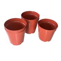 China Red Hard PE Coated Round 1 Gallon Nursery Pots With Plastic Tray for sale
