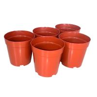 China Red Hard PE Coated Round 1 Gallon Nursery Pots With Plastic Tray for sale