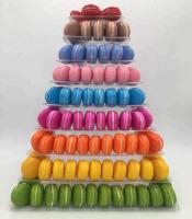 China 9 Tier Plastic Square Macaron Tower Stand Display For French Takeaway Food Packaging for sale