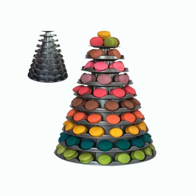 China Gray PVC Plastic Macaron Tower Stand Macaron Tier With Round Acrylic Base for sale