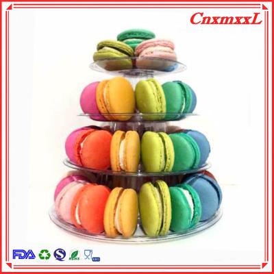 China 25cm Round Plastic Macaron Packaging 35pcs Clear 4 Tier Dessert Tower for sale