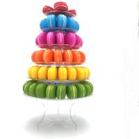 China Self Assemble Circle 6 Tier Macaron Tower Macaron Display Tray Acrylic for sale