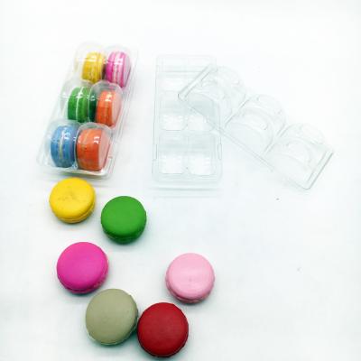 China Custom Macaron Clear Tray Macaron Recyclable Packaging Transparent Box 6pcs Insert Plastic Macaron Chocolate Tray for sale