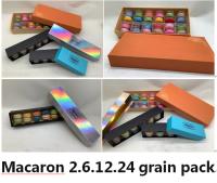 China Elegant Orange 24pcs Macaron Kraft Paper Box Recyclable With Plastic Inner for sale
