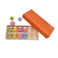 China Elegant Orange 24pcs Macaron Kraft Paper Box Recyclable With Plastic Inner for sale