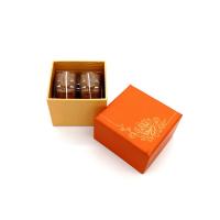 China Lovely Orange Kraft Paper Macaron Packaging Box Recyclable UV Coating 2pcs for sale