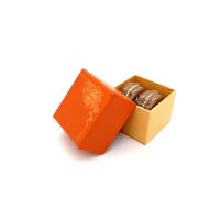 China Lovely Orange Kraft Paper Macaron Packaging Box Recyclable UV Coating 2pcs for sale