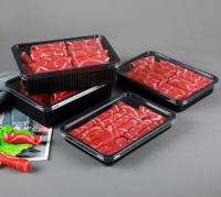 China Wholesale disposable packaging boxes for 200g beef rolls with preservation function. Transparent packaging boxes for lamb rolls with black background, for sale