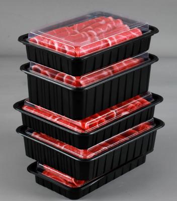 China Wholesale disposable packaging boxes for 200g beef rolls with preservation function. Transparent packaging boxes for lamb rolls with black background, for sale