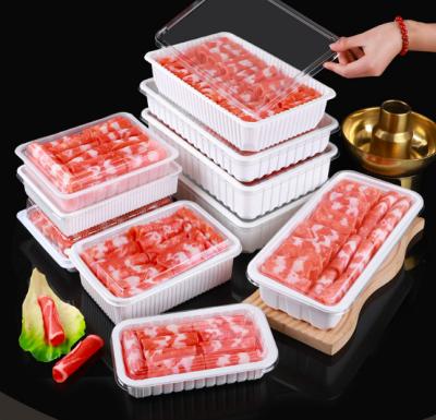 China One-time meat slice box manufacturer - wholesale pet and PP plastic boxes for frozen meat rolls, transparent black background packaging boxes, food preservation boxes for sale