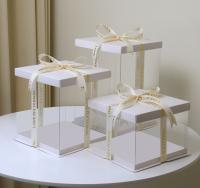 China Wholesale transparent paper cupcake packaging boxes. High-base model for 2, 4, 6, 12 cupcakes. for sale