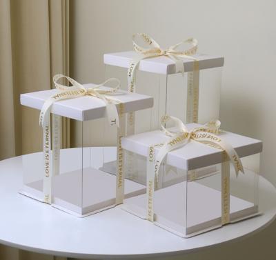 China 5-inch transparent cake box 4-inch, 6-inch, 8-inch, 10-inch, 12-inch single-layer, double-layer, elevated dessert cake packaging box  Cake box for sale