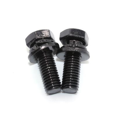 China Carbon Steel Black Oxide Hex Bolts Washer Assemblies Spring Lock ISO9001 for sale
