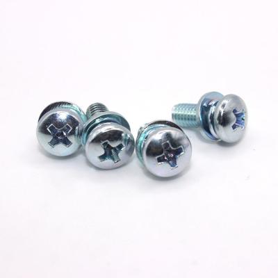 China Steel Hex Head Machine Screws Cross Recess Drive M4x10 Metric Zinc Plated for sale