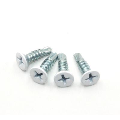 China Customized Zinc Plated Self Drilling Screws Countersunk Head Carbon Steel White Color ISO9001 for sale