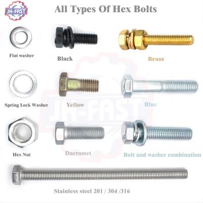 China Stainless Steel 304 316 Hex Head Bolts DIN931 DIN933 M3-M64 Custom Sizes for sale