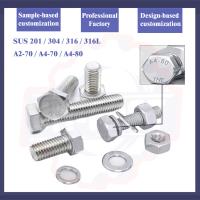 China Stainless Steel 304 316 Hex Head Bolts DIN931 DIN933 M3-M64 Custom Sizes for sale