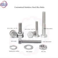 China DIN933 DIN931 A2 A4 Stainless Steel 304 Hex Head Bolts Nuts ISO9001 for sale