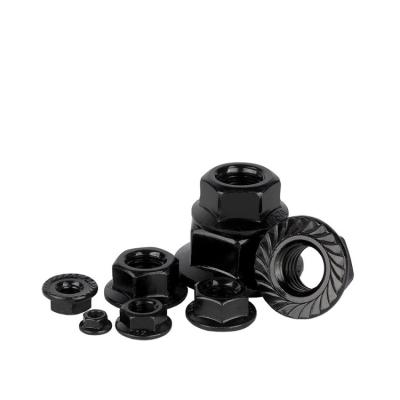 China Black Zinc Hex Flange Nuts M4 M5 M6 M8 M10 Carbon Steel ISO9001 for sale